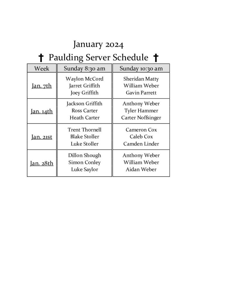 Ministry Schedules – Divine Mercy